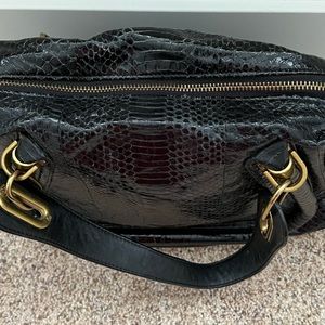 Besso | Bags | Besso Black Python Leather Bag Top Handles And Shoulder ...